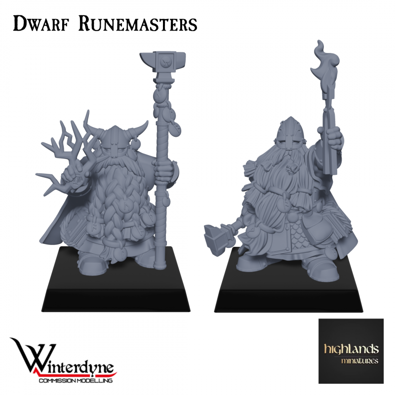 Highlands Miniatures Dwarf Runemasters – Suits Warhammer The Old World ...